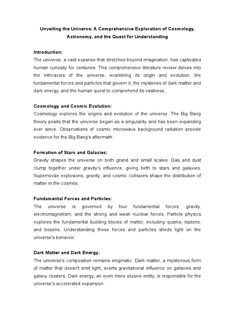 Unveiling The Universe | PDF | Universe | Matter