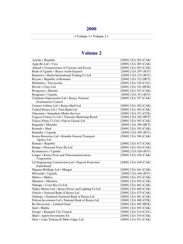 EA Law Reports - 2000 - Vol.1 | PDF