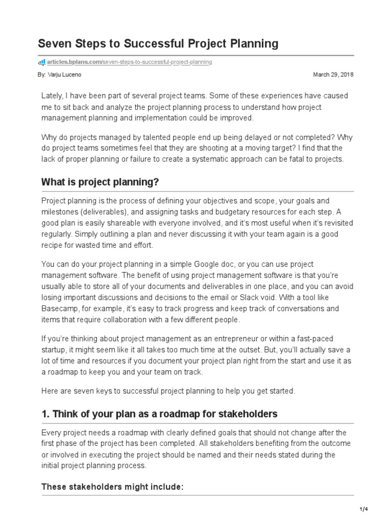 Seven Steps To Successful Project Planning | PDF | Project Management ...