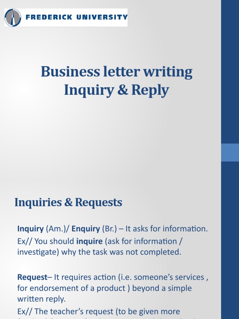 Lecture 5 - Letter of Inquiry Reply | PDF