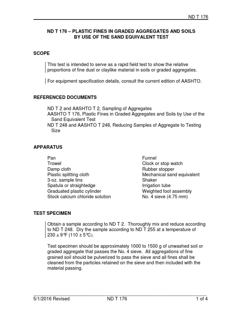 Aashto T176-16 | PDF