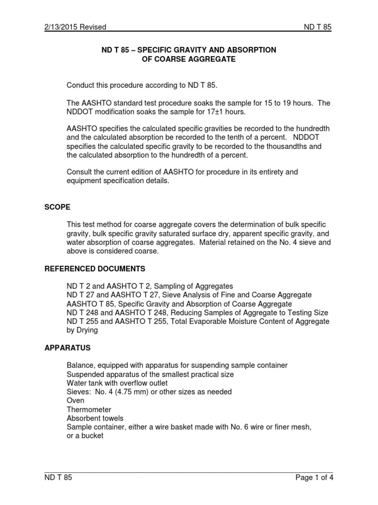 Aashto T85-15 | PDF