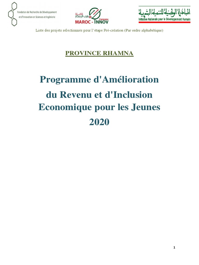 Projets économiques en province Rhamna | PDF | Recyclage | Matériaux