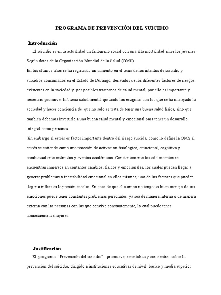 Talleres de Prevención de Suicidio | PDF | Suicidio | Salud mental