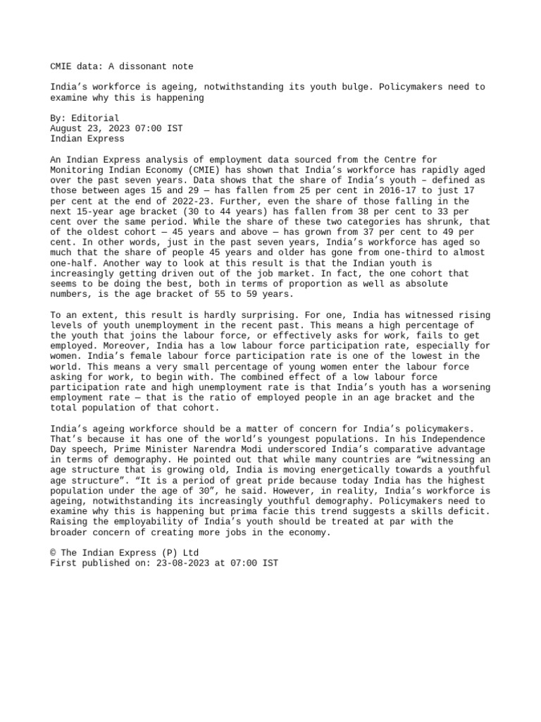 CMIE Data | PDF | Unemployment | Workforce