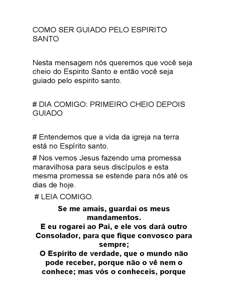 Como Ser Guiado Pelo Espirito Santo | PDF