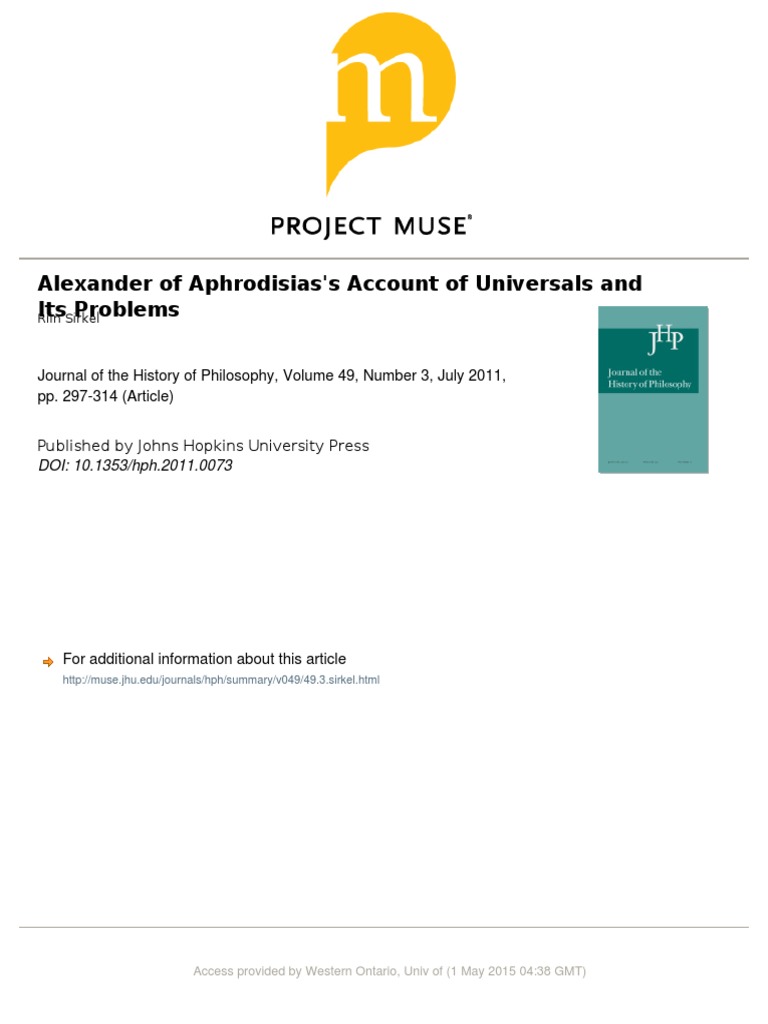 Alexander of Aphrodisias on Universals | PDF | Plato | Existence
