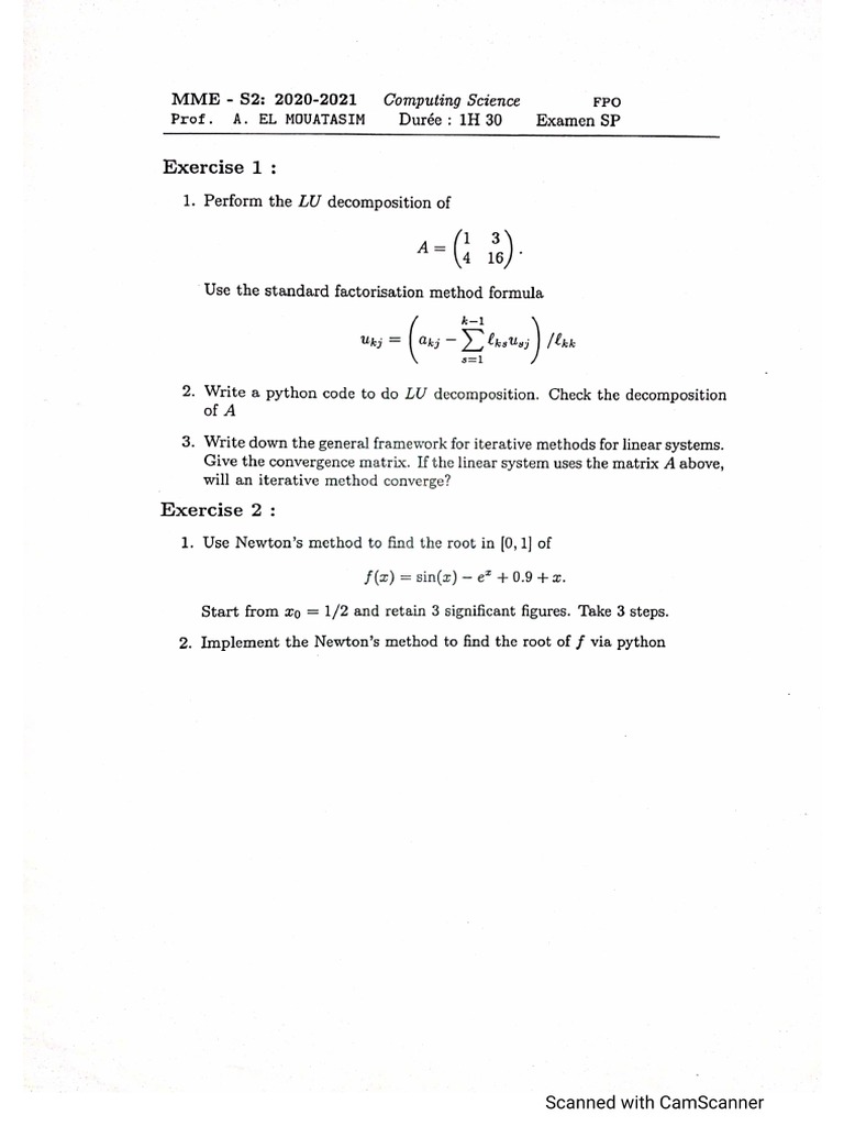 Examens MM3-SN | PDF