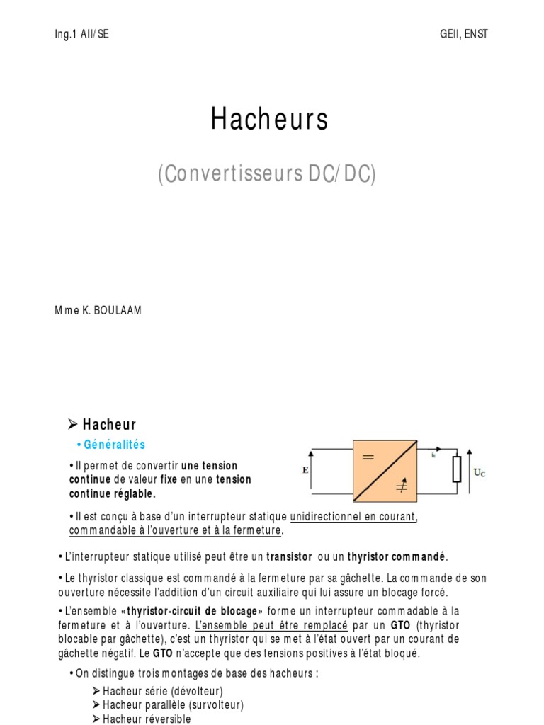 Hacheurs | PDF | Tension électrique | Puissance (physique)