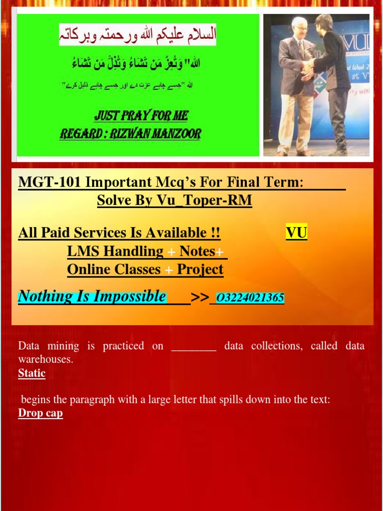 MGT101 Mcq's Final Term by Vu Topper RM | PDF | Debits And Credits | Expense