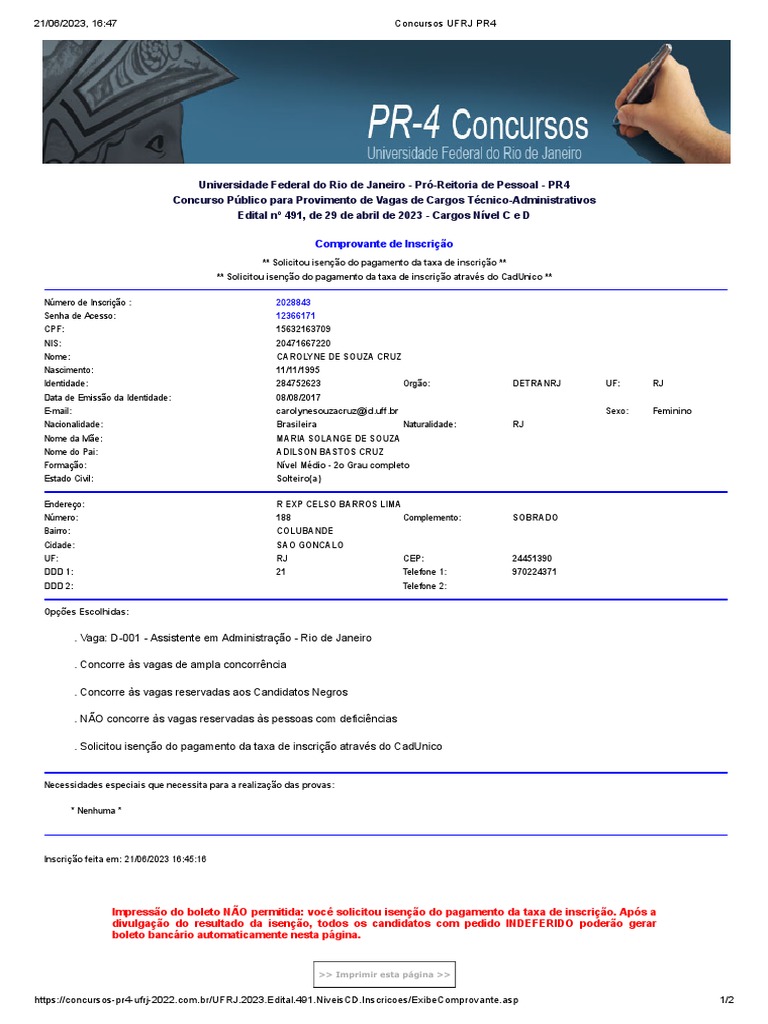 Concursos UFRJ PR4 | PDF