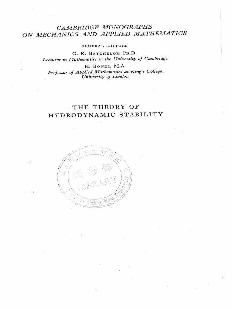 The Theory of Hydrodynamic Stability (C.C. Lin) | PDF