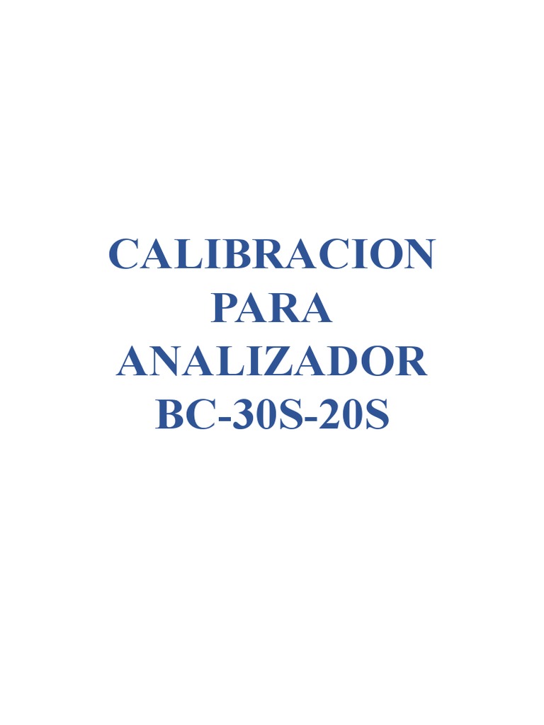 Calibracion para Analizador BC | PDF