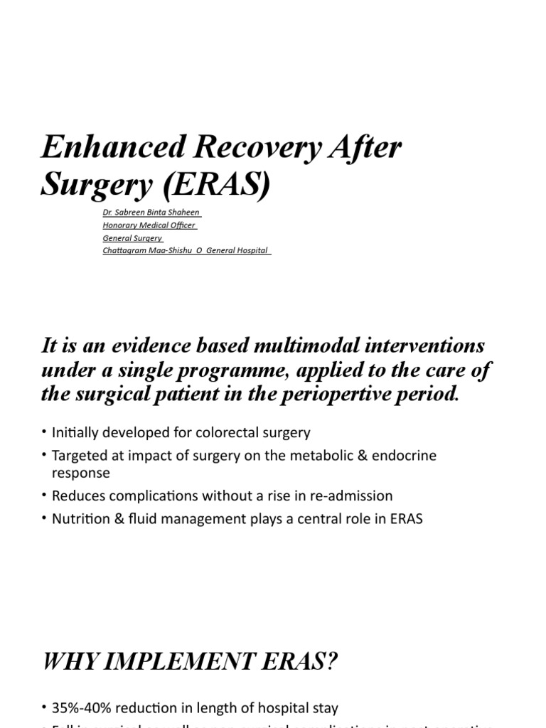 Presentation ERAS | PDF | Surgery | Anesthesia