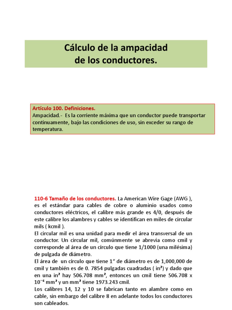 Calculos de Conductores | PDF | Conductor electrico | Cobre