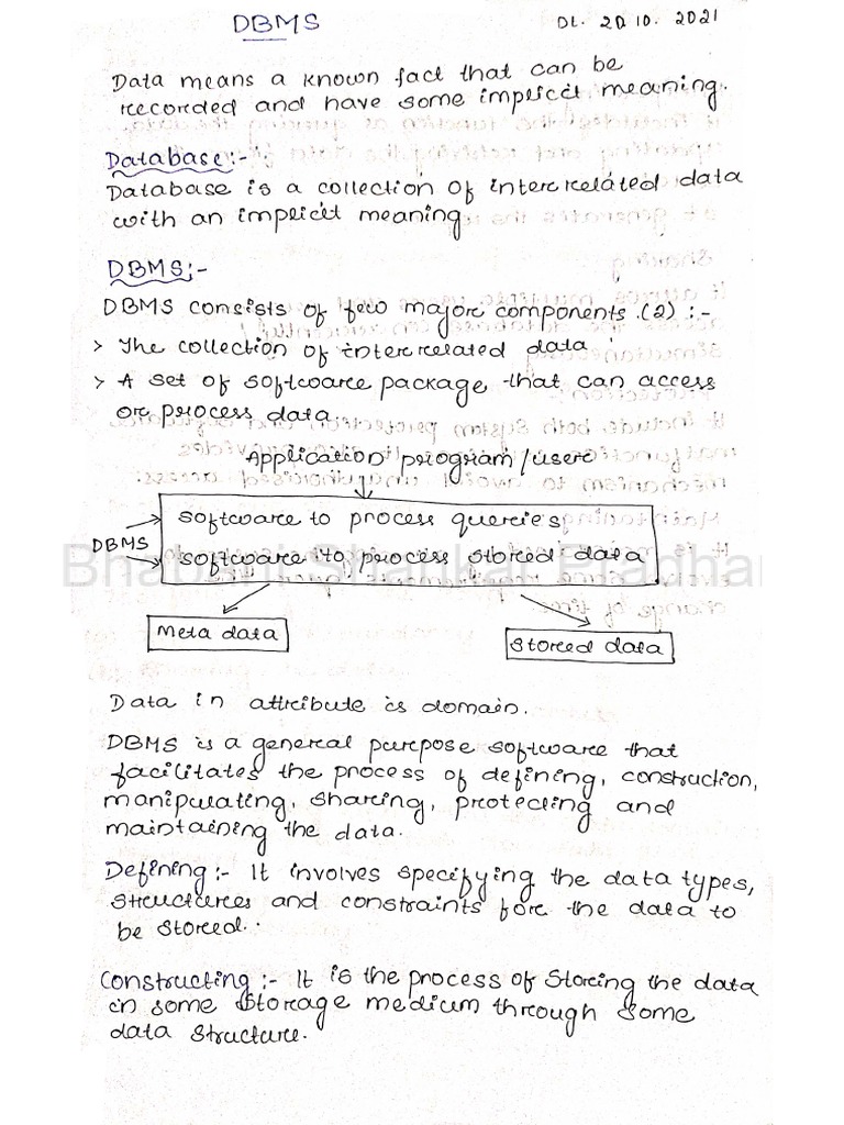 Database Management System (DBMS) HandWritten Notes | PDF