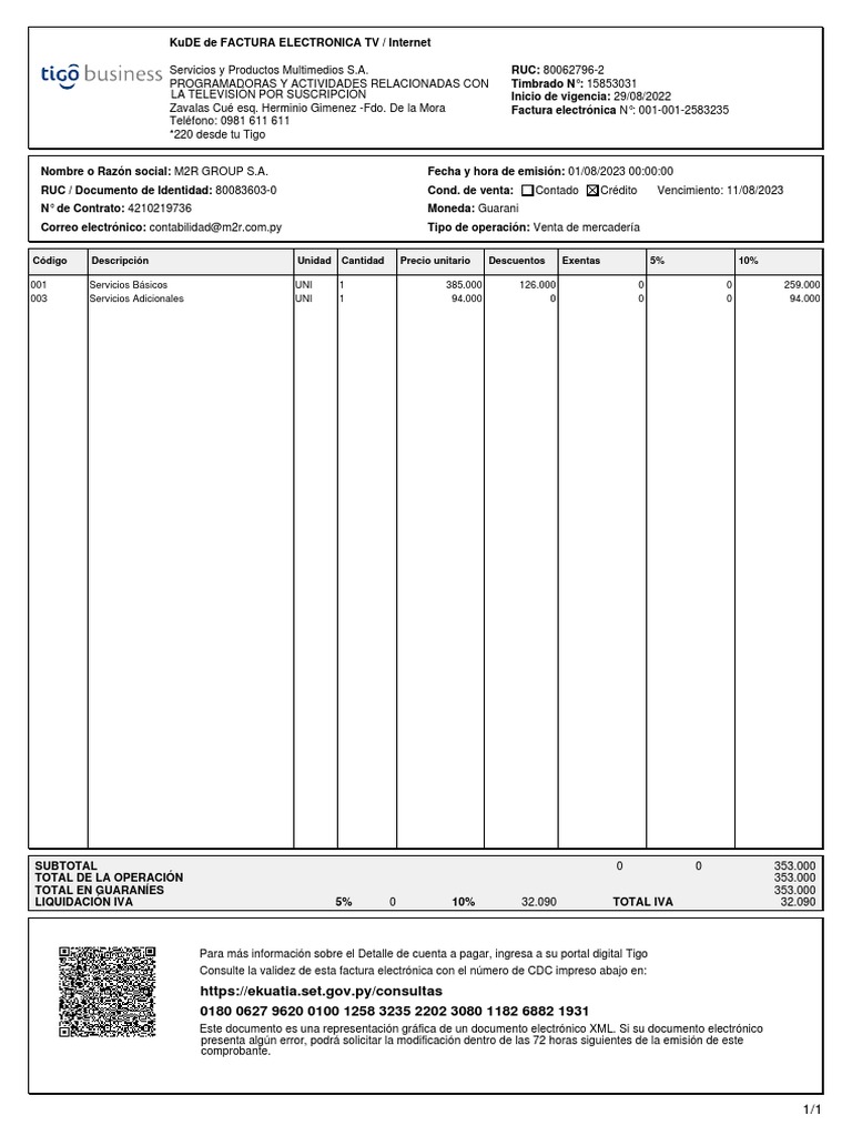 Modelo Factura Electronica Editable | PDF | Factura | Industrias de servicio