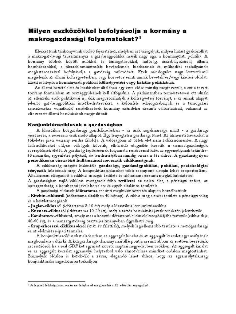 12 Milyen EszkÃ ZÃ Kkel BefolyÃ¡Solja A KormÃ¡Ny A MakrogazdasÃ¡Gi ...