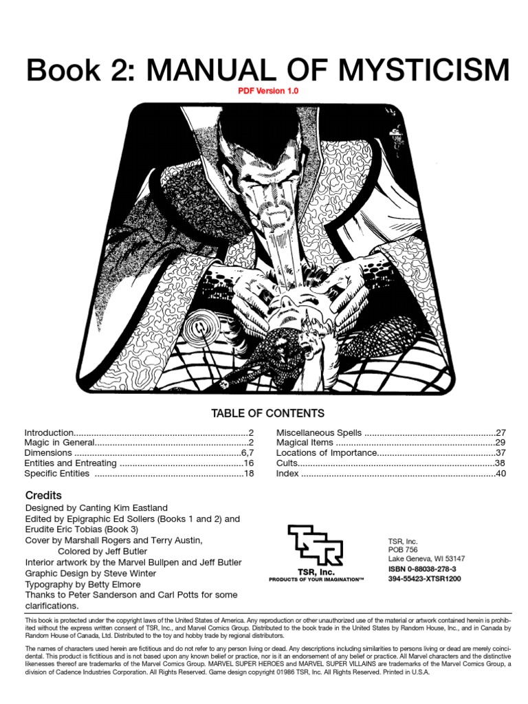 JDR - ) - Marvel RPG-Realms of Magic 2 - Manual of Mysticism - TSR 6870 - MHAC - 9 | PDF