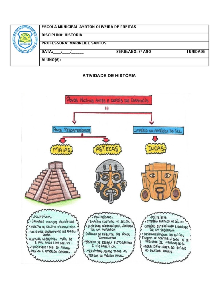 7º Ano História Astecas, Incas e Maias | PDF | Civilização Maia ...