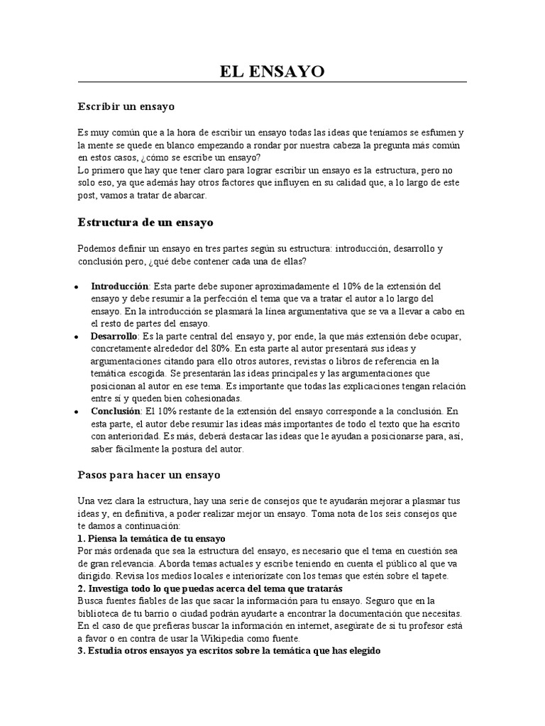 Guía para Escribir un Ensayo Efectivo | PDF