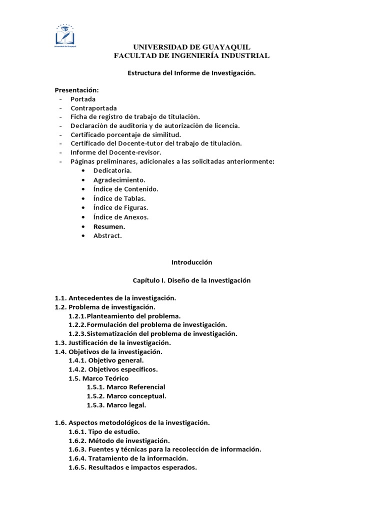 Estructura Informe de Investigación | PDF