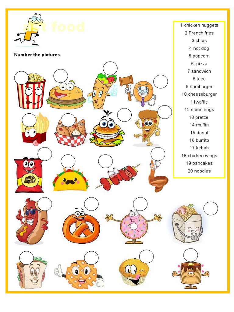 Numbering Fast Food Items List | PDF