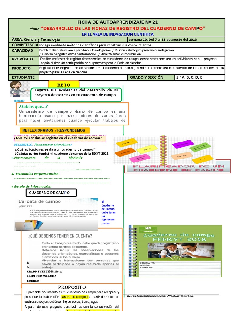 FICHA DE AUTOAPRENDIZAJE - N°21 Fichas de Registro INDAGACION CIENTIFICA | PDF