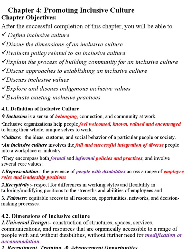 Chapter 4 Inclusiveness | PDF | Recruitment | Social Exclusion