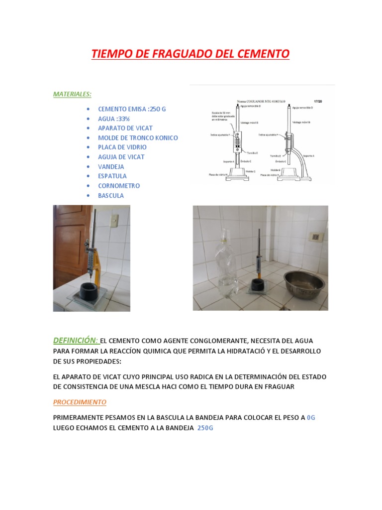 Tiempo de Fraguado Del Cemento | Descargar gratis PDF | Cemento ...