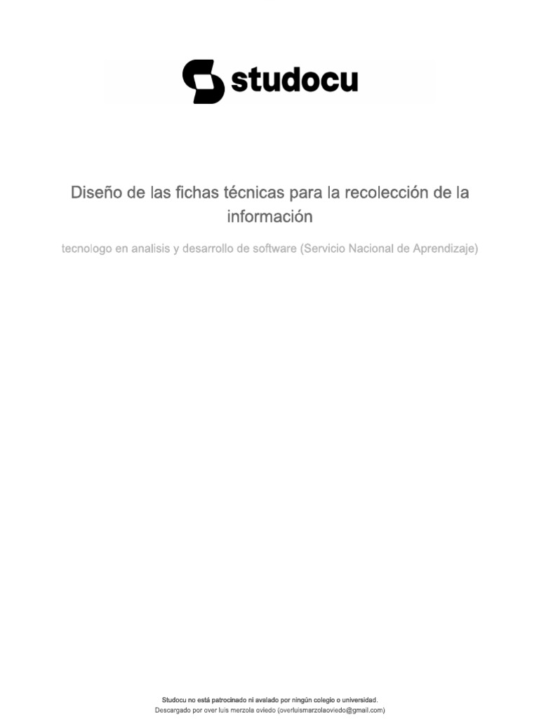 Diseño de Las Fichas Tecnicas para La Recoleccion de La | PDF Diseño de Las Fichas Tecnicas para La Recoleccion de La | PDF