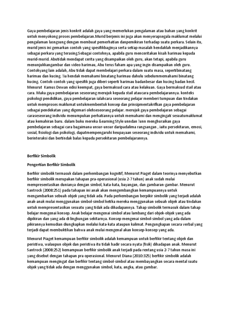 Gaya Pembelajaran Jenis Konkrit Adalah Gaya Yang Memerlukan Pengalaman Atau Bahan Yang Konkrit ...