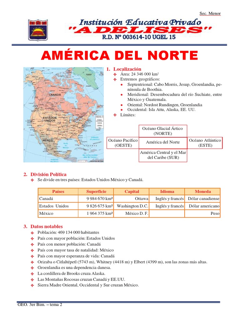 2 - América Del Norte (Sec. Regular) Geo | PDF | Américas | América del ...