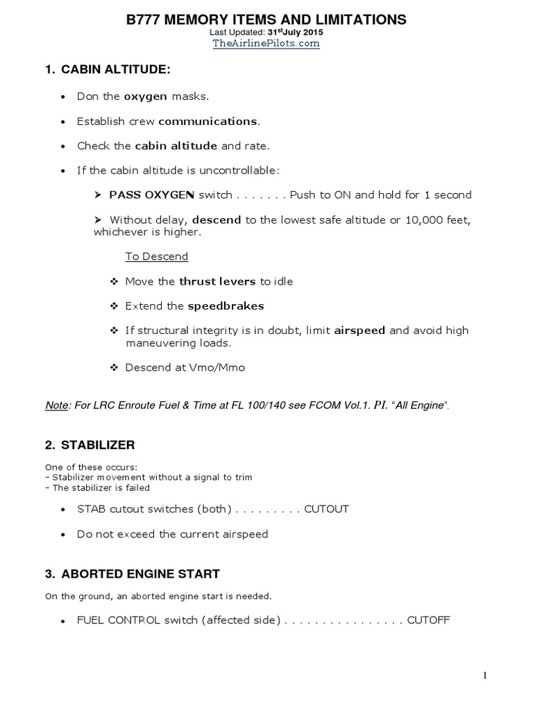 Boeing 777 Memory Itmes | PDF | Aeronautics | Flight