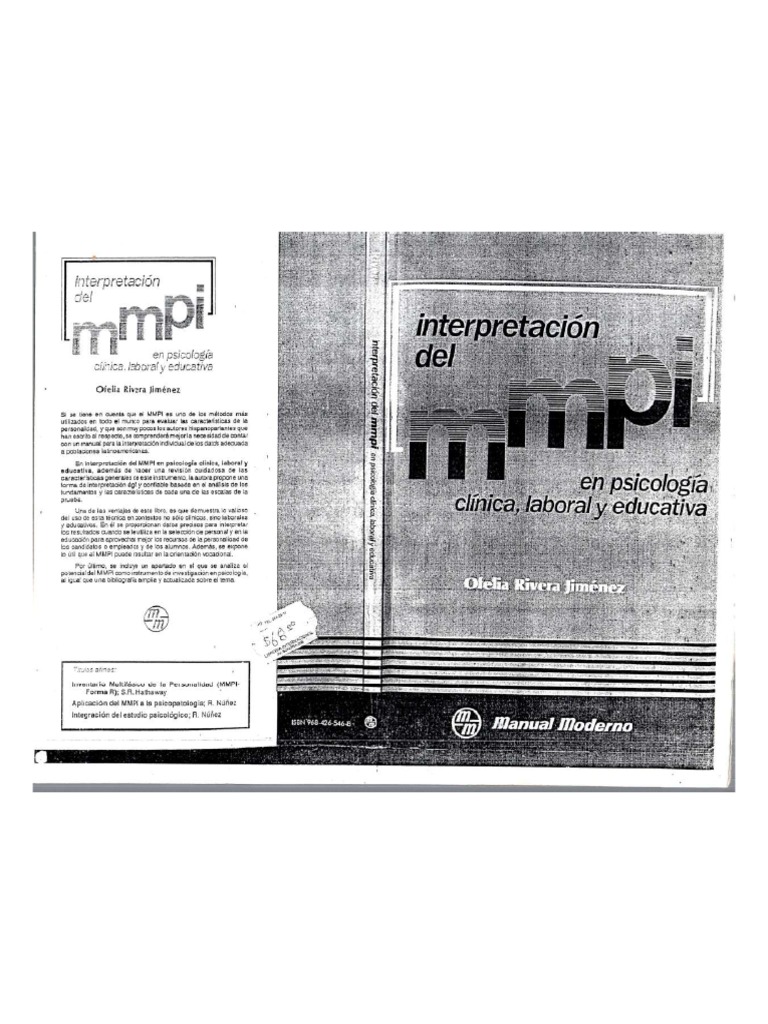 Libro Interpretaci - N MMPI - Ofelia Rivera | PDF