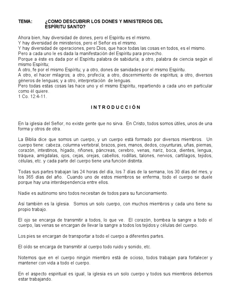 Como Descubrir Los Dones Del Espiritu Santo 20-02-05 | PDF | Jesús | Sangre