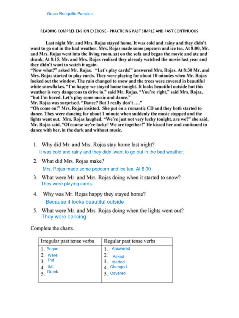 PAST SIMPLE VS PAST CONT READING Lleno | PDF
