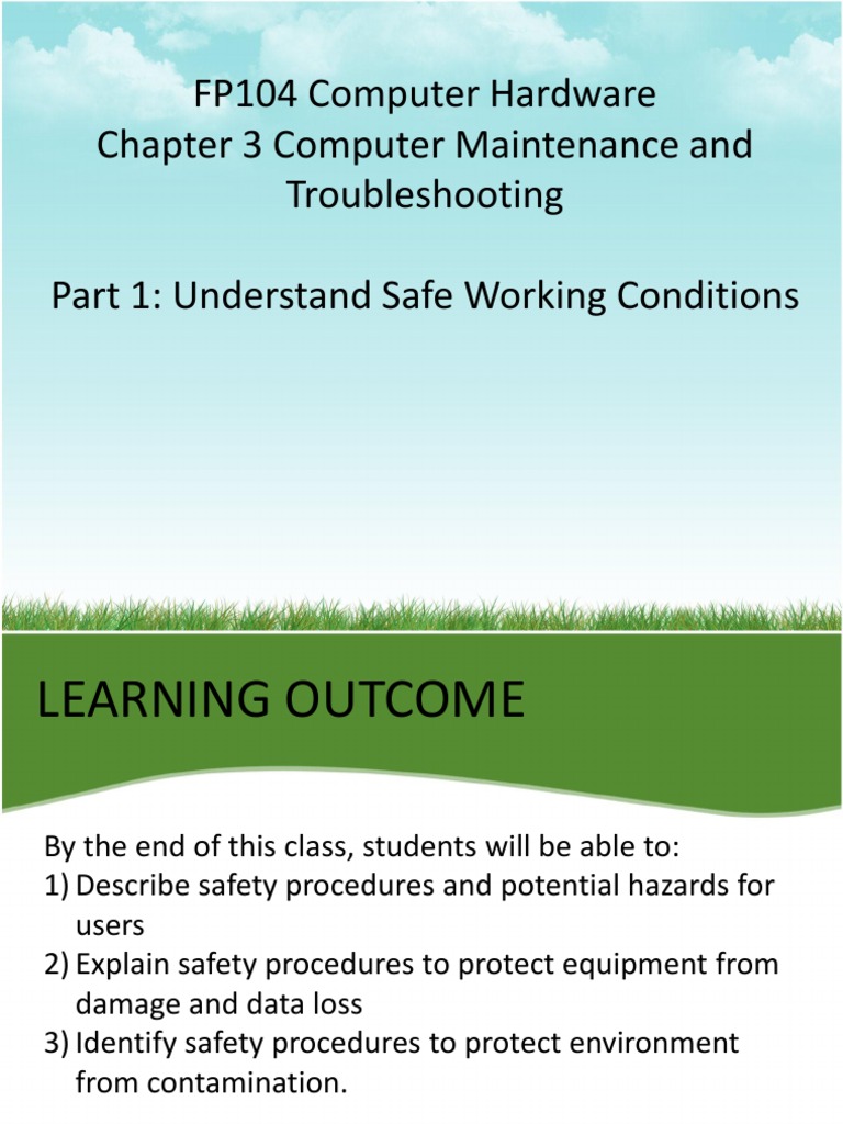 Computer Maintenance Safety Guide | PDF | Electrostatic Discharge ...
