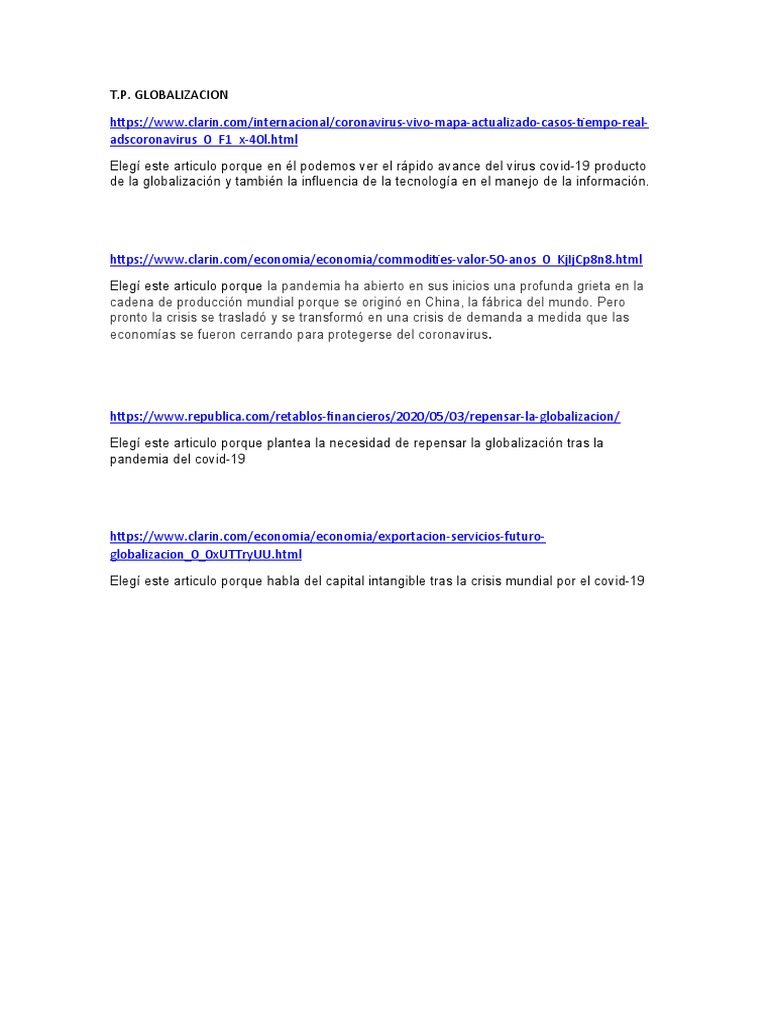 Articulos Periodisticos Sobre Globalizacion | PDF Articulos Periodisticos Sobre Globalizacion | PDF