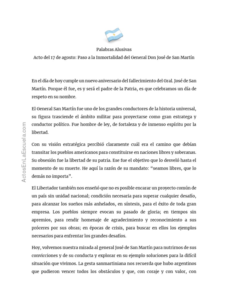 Palabras Alusivas 17 de Agosto 3 | PDF