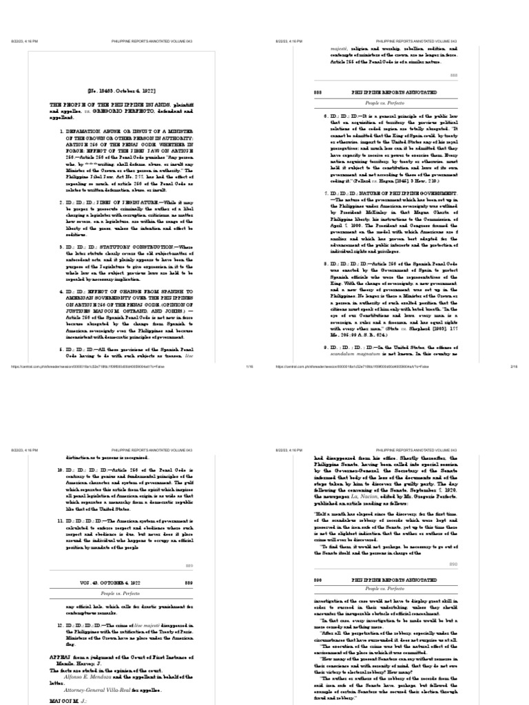 People v. Perfecto Case Analysis | PDF | Defamation | Crimes