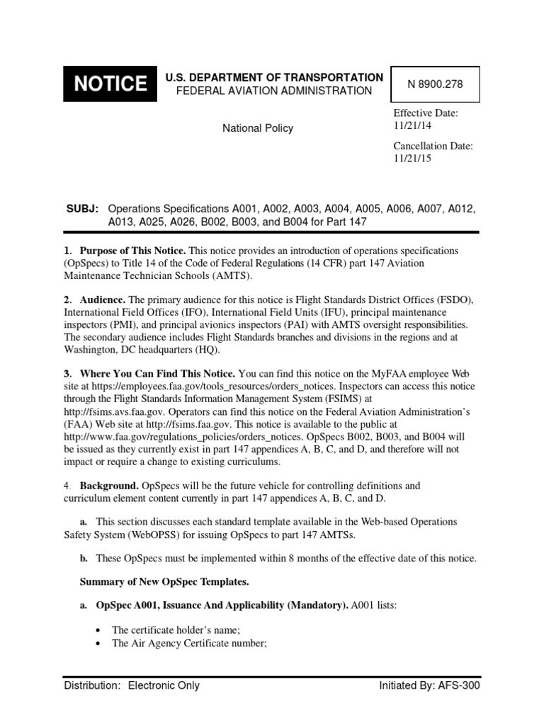 Notice | PDF | Federal Aviation Administration | Mechanical Engineering