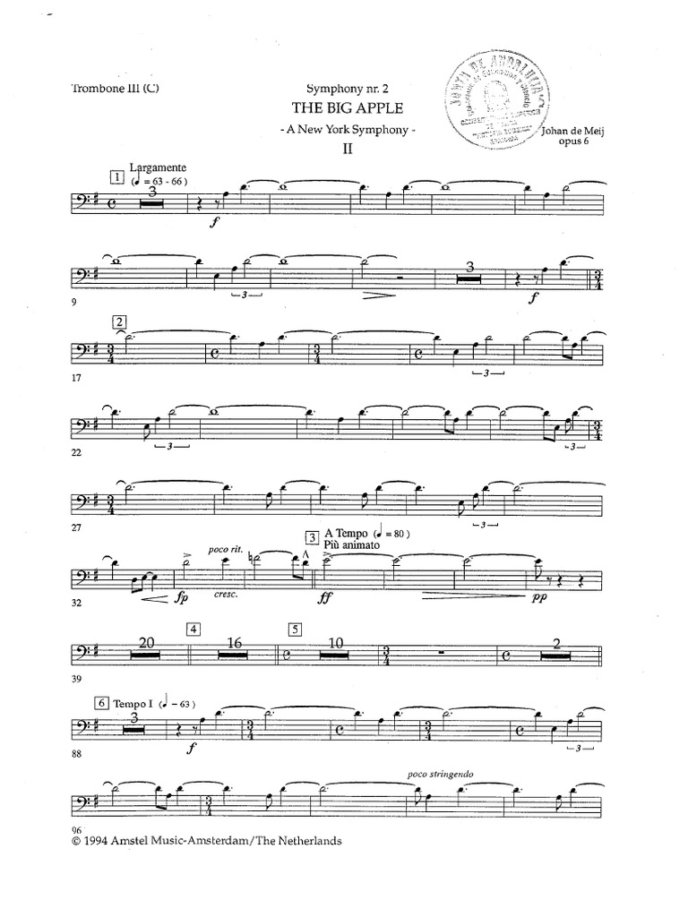 THE BIG APPLE - SYMPHONY No. 2-2 MOV TROMBONE 3 | PDF