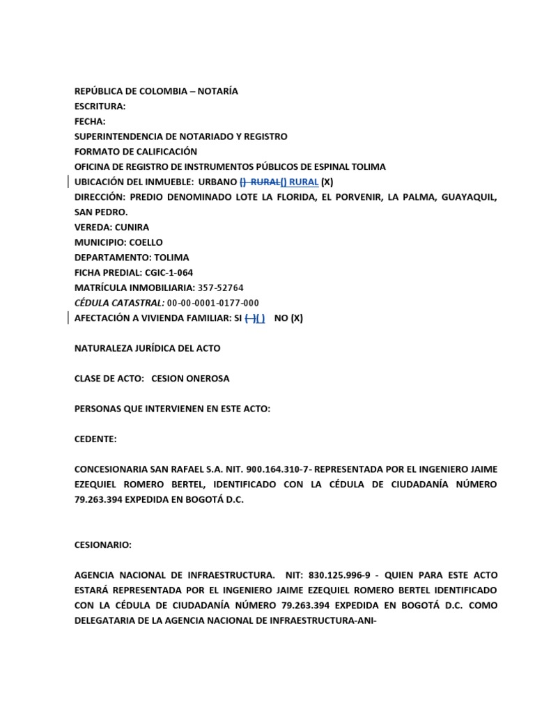 Cesion Onerosa Predio Cgic-1-O64 | PDF