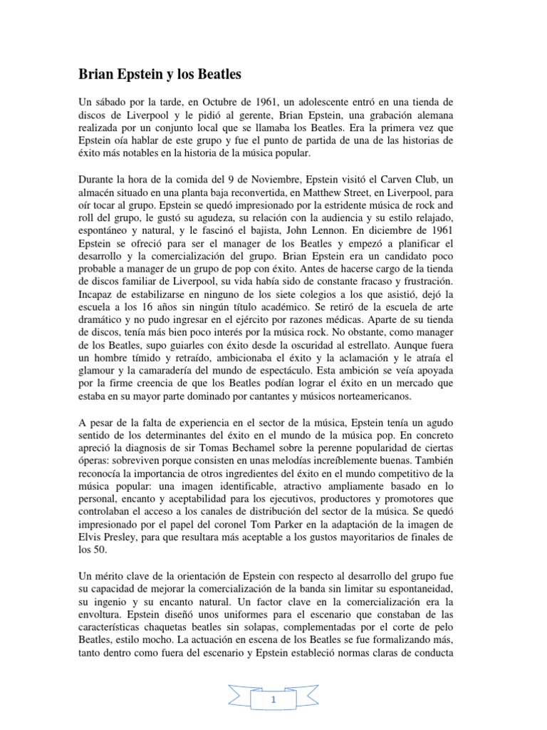Caso Brian Epstein y Los Beatles | PDF