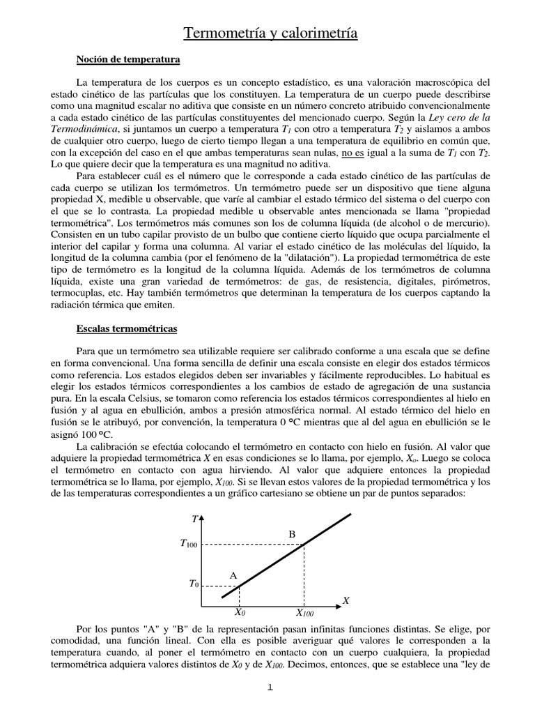 Apunte Temperatura y Calorimetría (1) | PDF | Temperatura | Calor