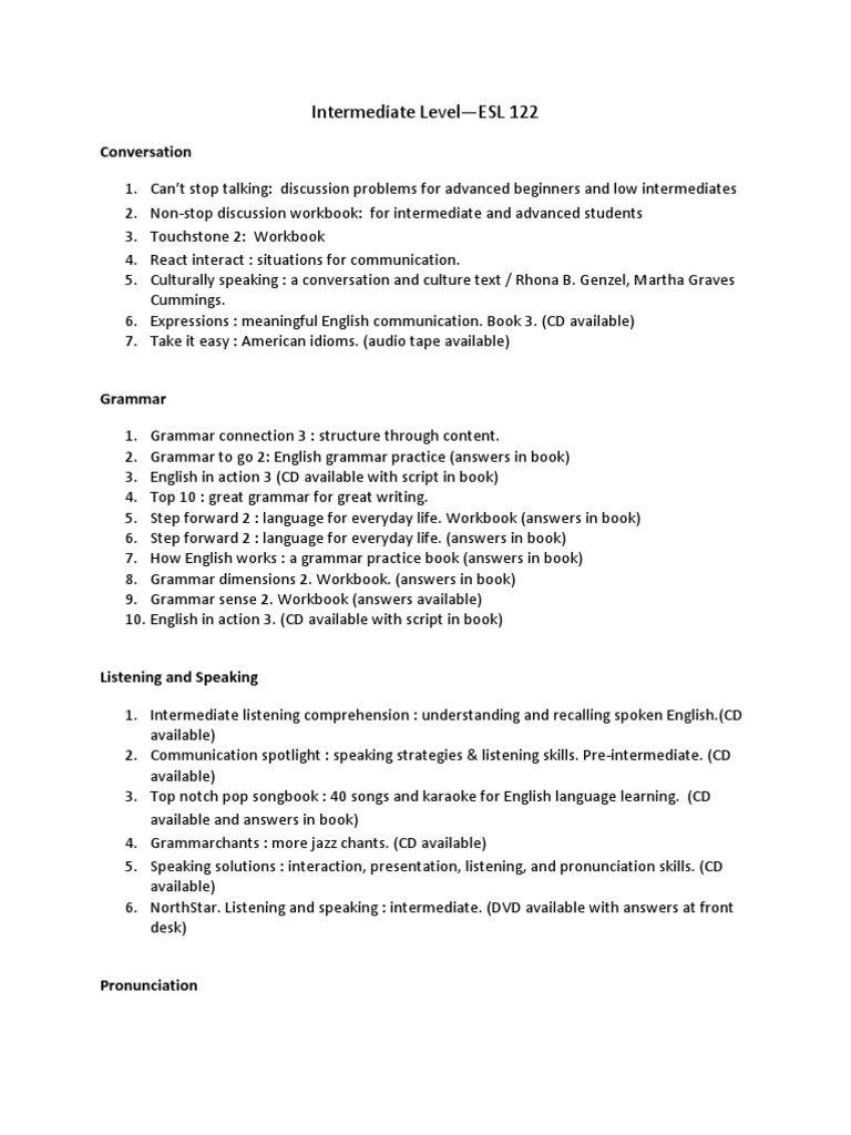Intermediate Level Book | PDF | Conversation | Reading Comprehension