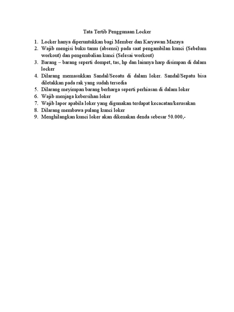 Tata Tertib Penggunaan Locker | PDF