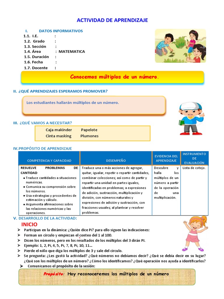 D4 A2 SESION MAT. Conocemos Múltiplos de Un Número. | PDF D4 A2 SESION MAT. Conocemos Múltiplos de Un Número. | PDF