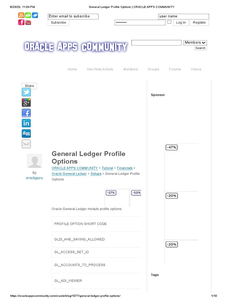 General Ledger Profile Options - ORACLE APPS COMMUNITY | PDF | Service Industries | World Wide Web